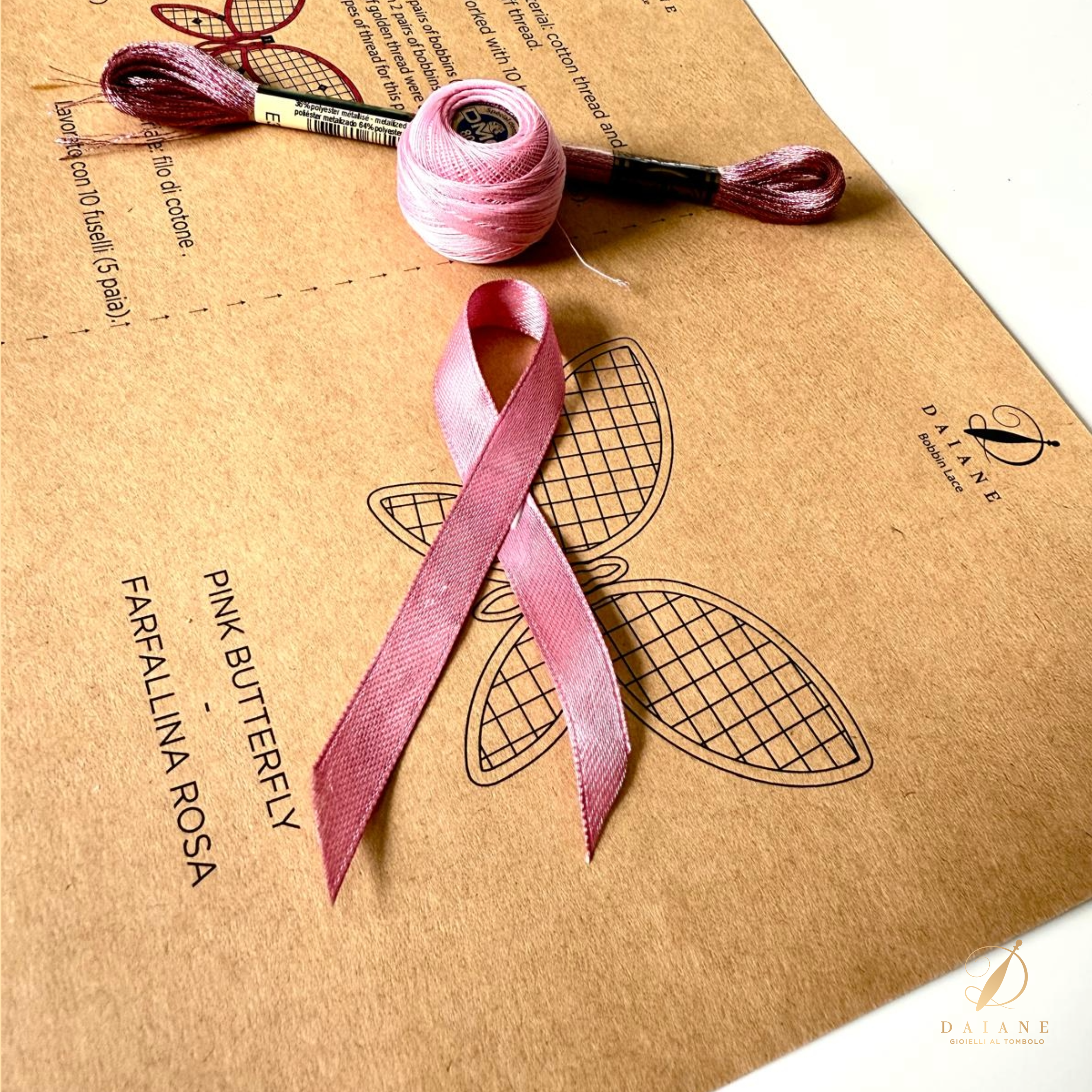 Pink Butterfly Bobbin Lace Pattern ёяжл тау Daiane Bobbin Lace