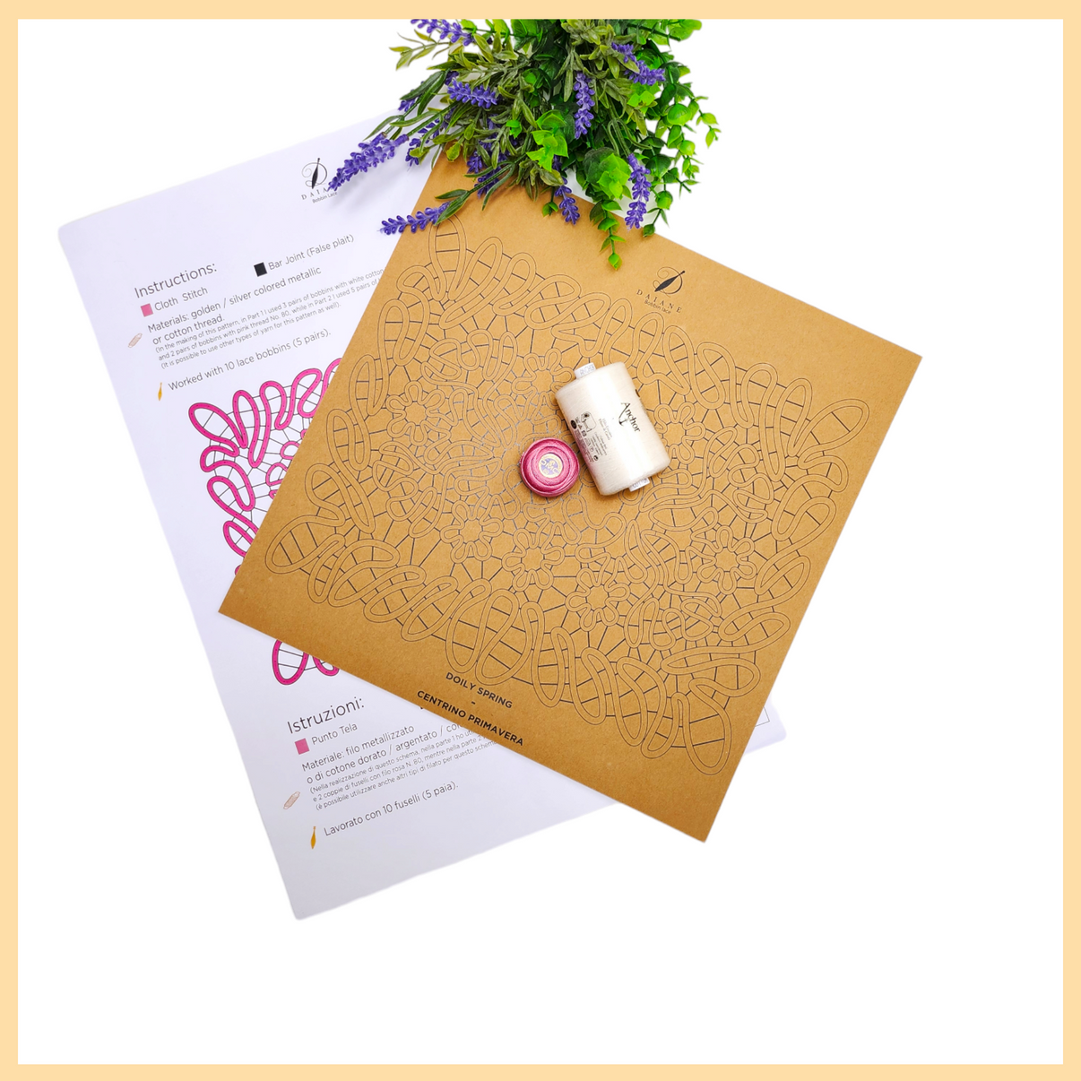 Disegno Centrino Primavera per Merletto al Tombolo – Daiane Bobbin Lace