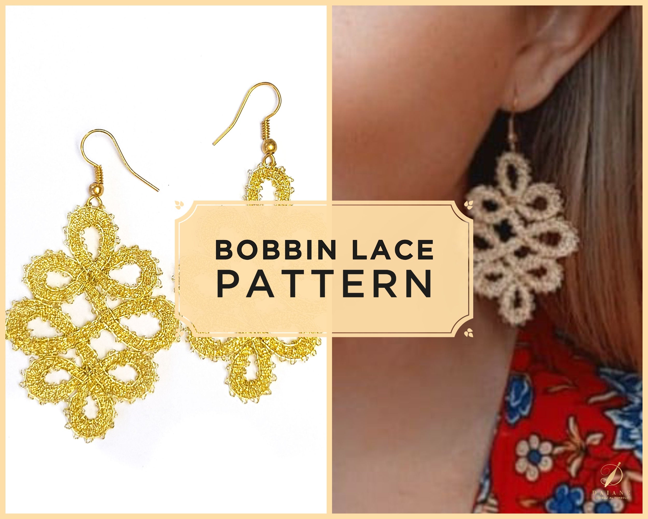 Orecchini Pizzo – Modello Gioielli Fai-da-Te – Daiane Bobbin Lace